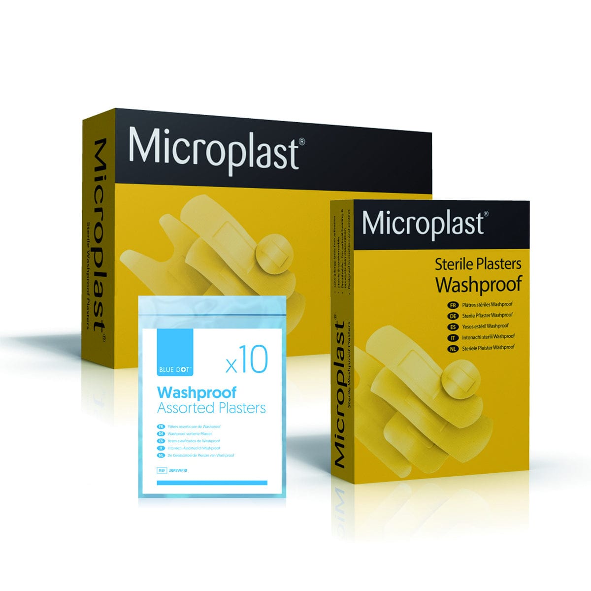 Microplast Sterile Plasters Washproof, 4 x 4cm, Pack of 100